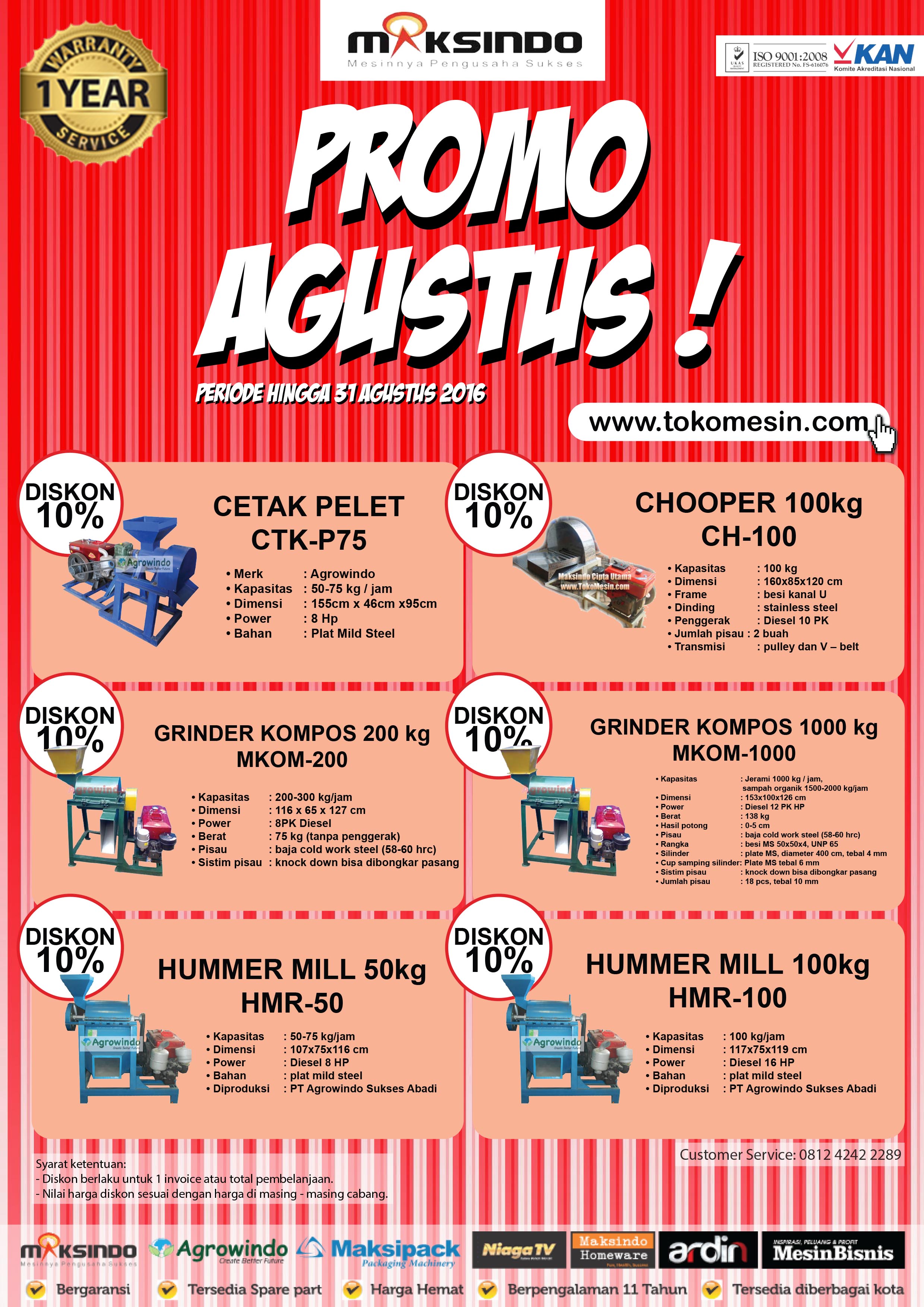 PROMO AGUSTUS Up To 10 % Toko Mesin Maksindo