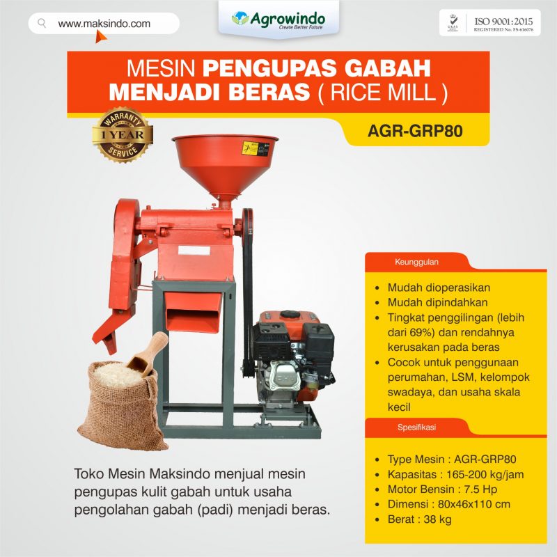 Mesin Pengupas Gabah Menjadi Beras (Rice Mill) AGR-GRP80 - Toko Mesin ...