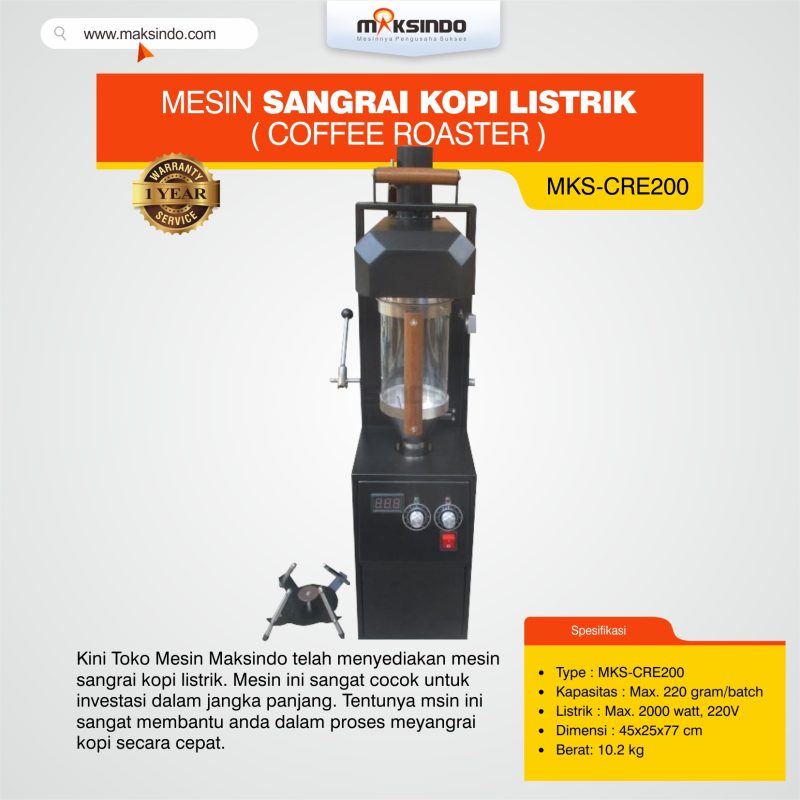 Mesin Sangrai Kopi Listrik (Coffee Roaster) MKS-CRE200 - Toko Mesin Maksindo