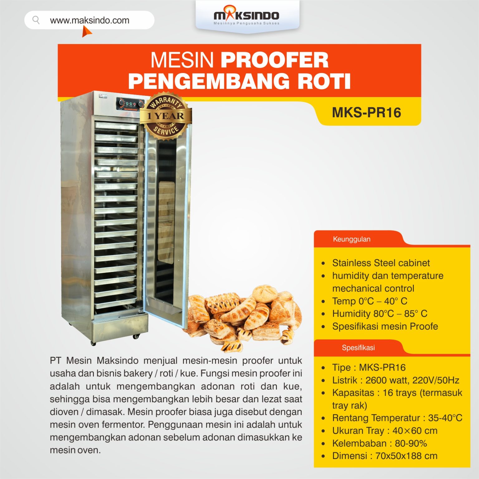 Daftar Harga Mesin Proofer Pengembang Roti Terbaru Maksindo