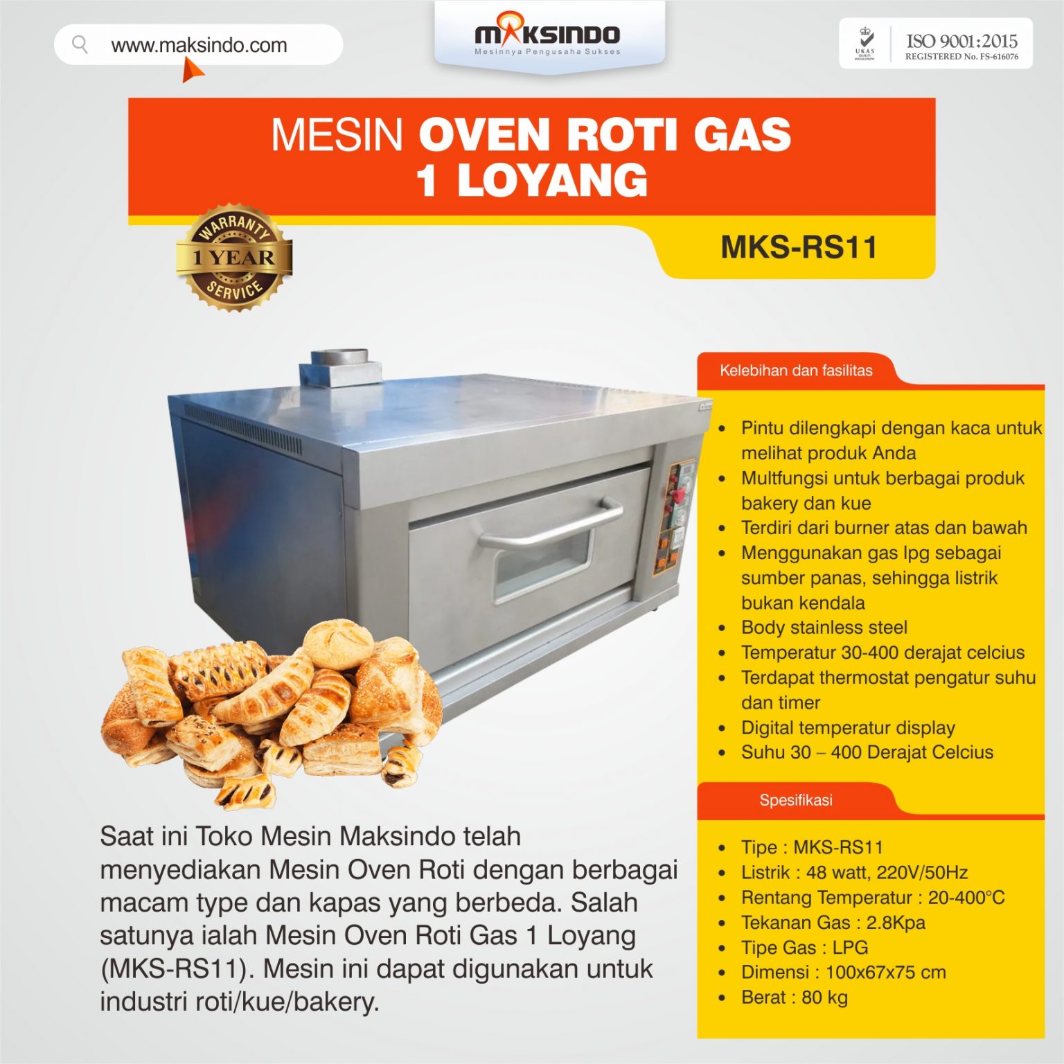 Daftar Harga Oven Gas Kue Kecil dan Besar Stainless Murah Maksindo