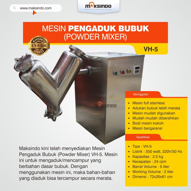 Mesin Pengaduk Bubuk (Powder Mixer) VH-5 - Toko Mesin Maksindo