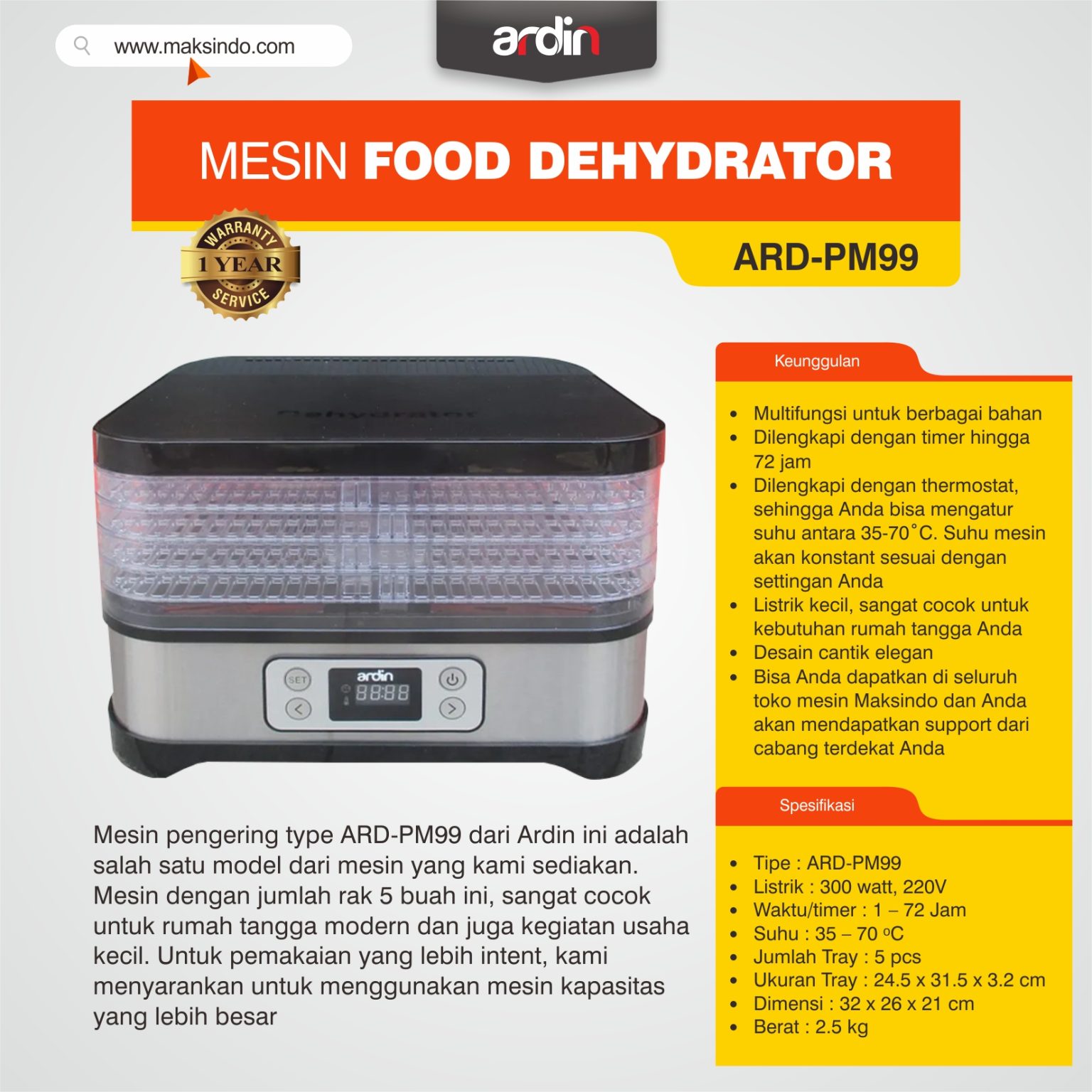 Daftar Harga Mesin Food Dehydrator Pengering Makanan Maksindo
