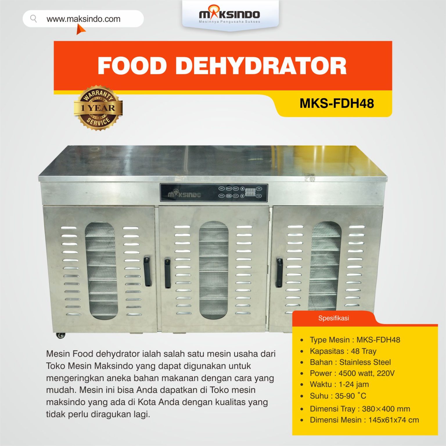 Daftar Harga Mesin Food Dehydrator Pengering Makanan Maksindo