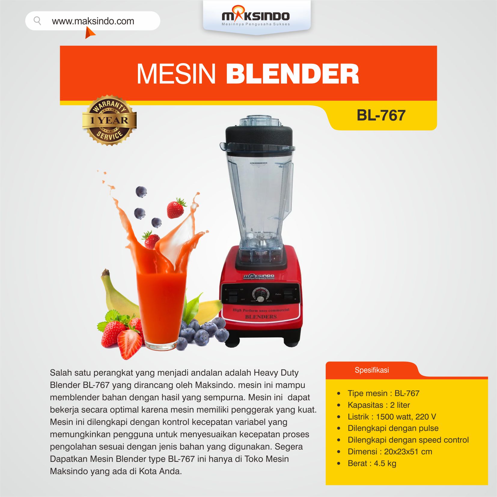 Mesin Blender BL-767 - Toko Mesin Maksindo