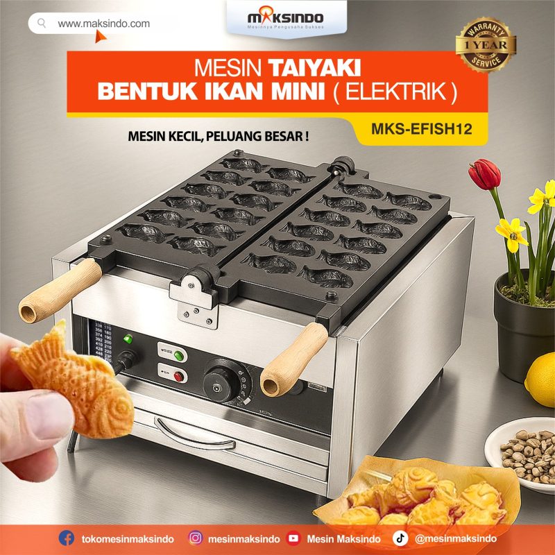 Mesin Taiyaki Bentuk Ikan Mini MKS-EFISH12 - Toko Mesin Maksindo