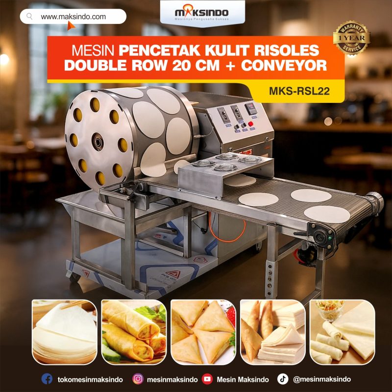 Mesin Pencetak Kulit Risoles (MKS-RSL22) – Double Row 20 cm + Conveyor ...